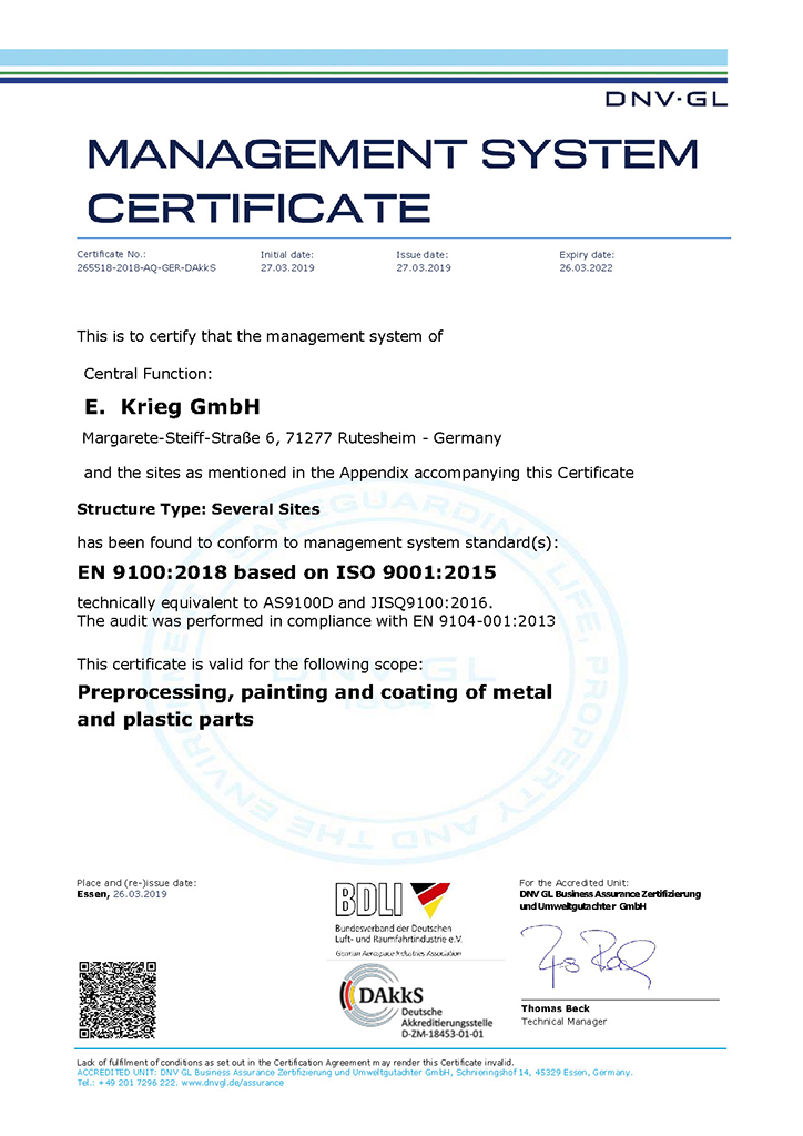 Entfettung.net - von der E.Krieg GmbH - Certification